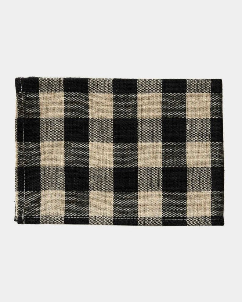 Thick Linen Kitchen Cloth: Black Natural Check – Shop Fog Linen