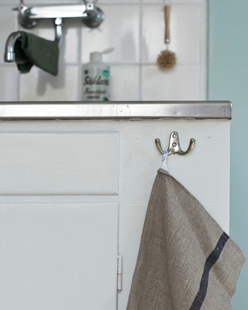 Thick Linen Kitchen Cloth: Natural with Navy Stripe – Shop Fog Linen