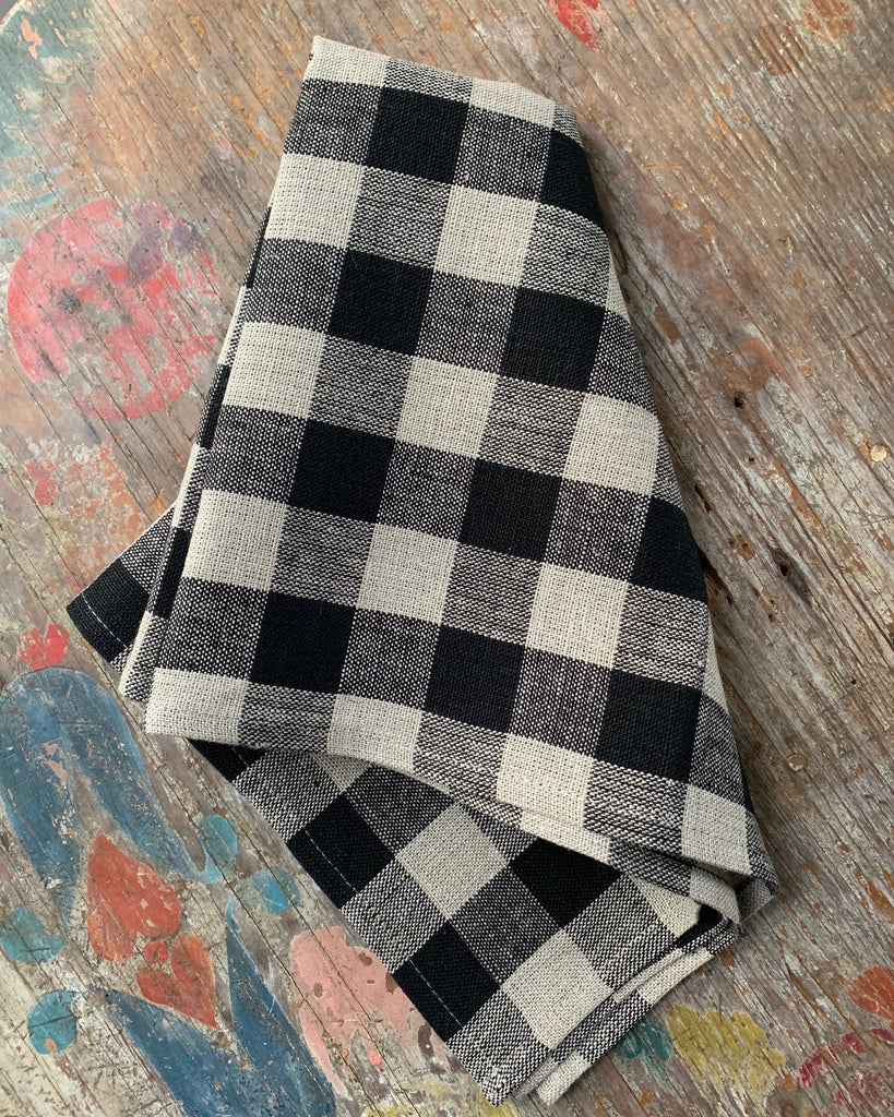 Thick Linen Kitchen Cloth: Black Natural Check – Shop Fog Linen